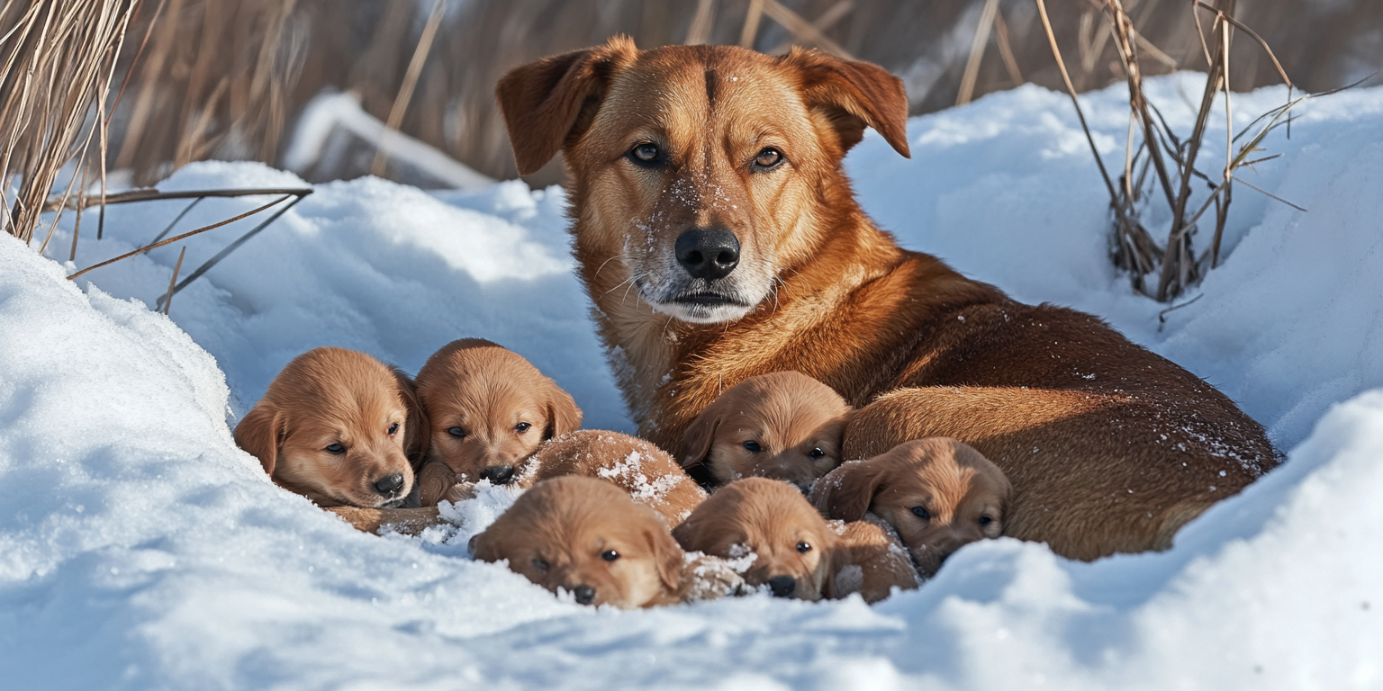 Přestože byla krutá zima, pes se snažil až do posledního dechu zahřát ...